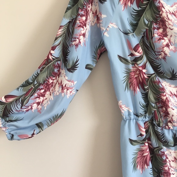Maison Jules | Dresses | Maison Jules Blue Floral Off Shoulder Dress Sz ...